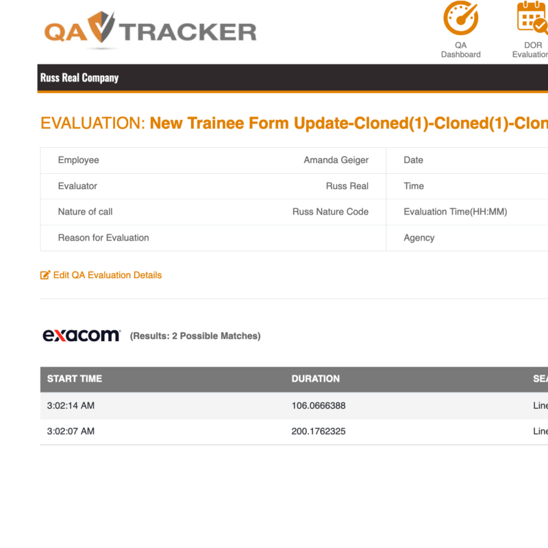 Frontline QA Tracker - Exacom®
